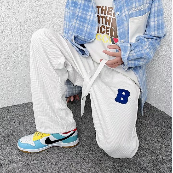 YS slocks pants loose straight cut pants Korean sweatpant wide leg ...