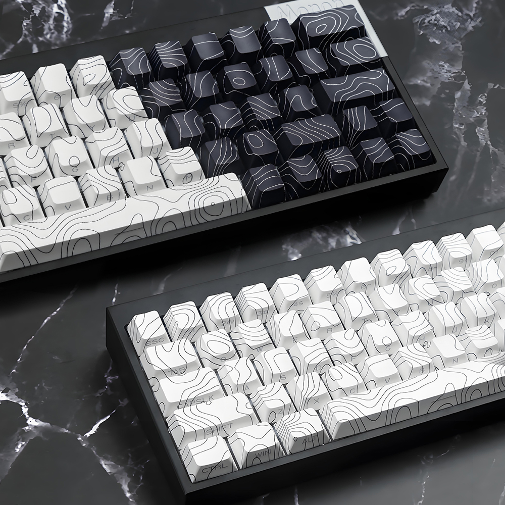 Side Translucent Wood Grain Keycaps/set 131Keys Dye-Sublimation Cherry ...