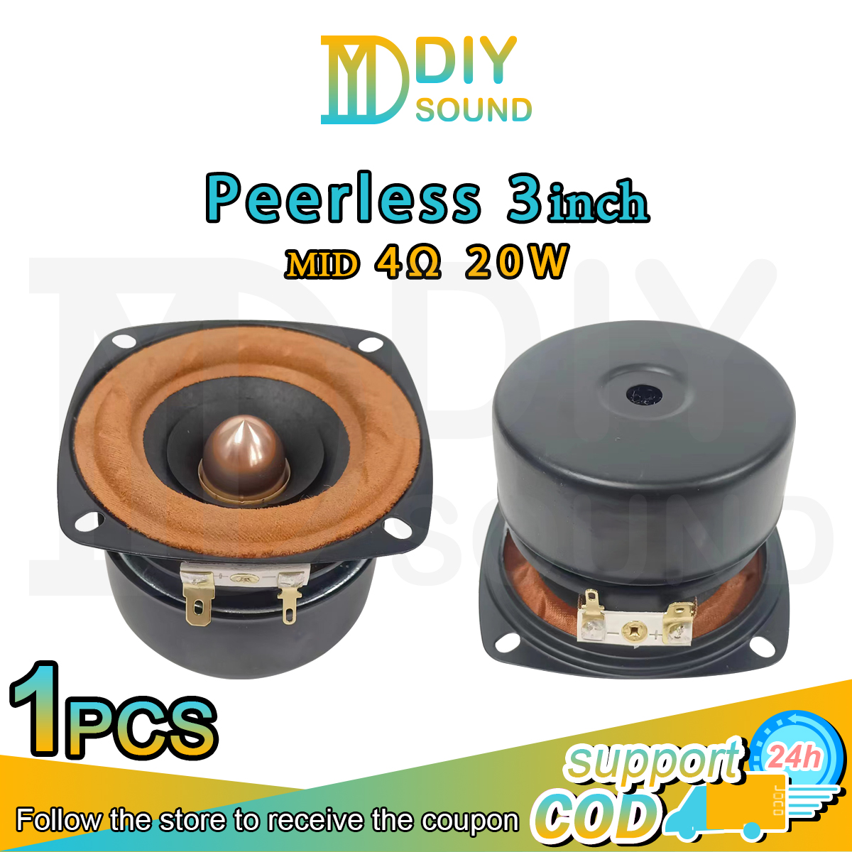 DIYSOUND 3 inch 4Ω 20W Midrange Speaker Peerless Midrange Speaker 3 ...