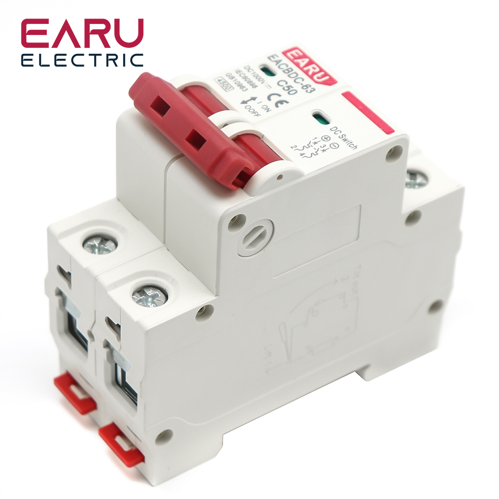 2P DC 1000V MCB Solar Mini Circuit Breaker Overload Protection Switch 6A 10A 16A 20A 25A 32A 40A ...