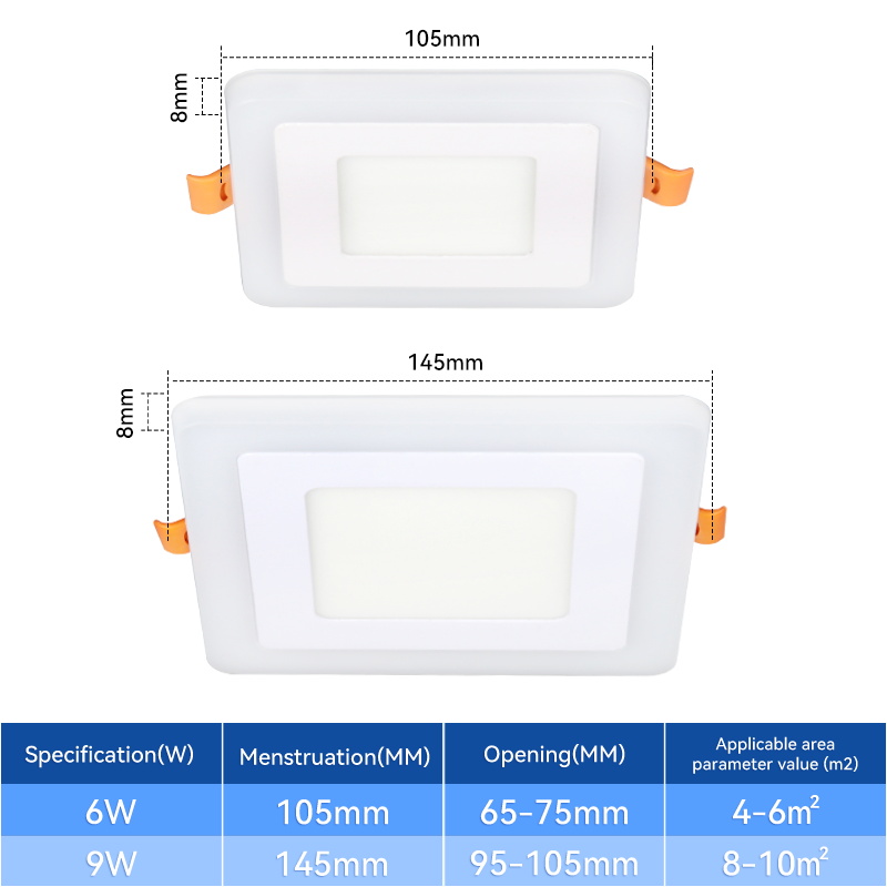 2 Colors Led Downlight Panel Light 6/9W Blue White Spotlight Ceiling ...