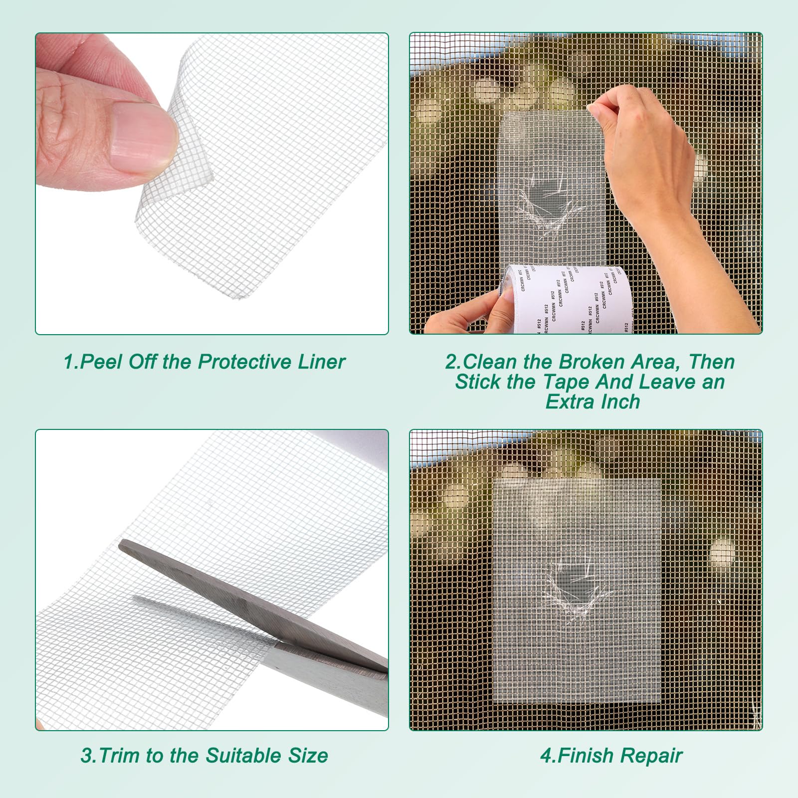 Window Screen Repair Tape, 10cm Fiberglass Adhesive Patch Kit for ...