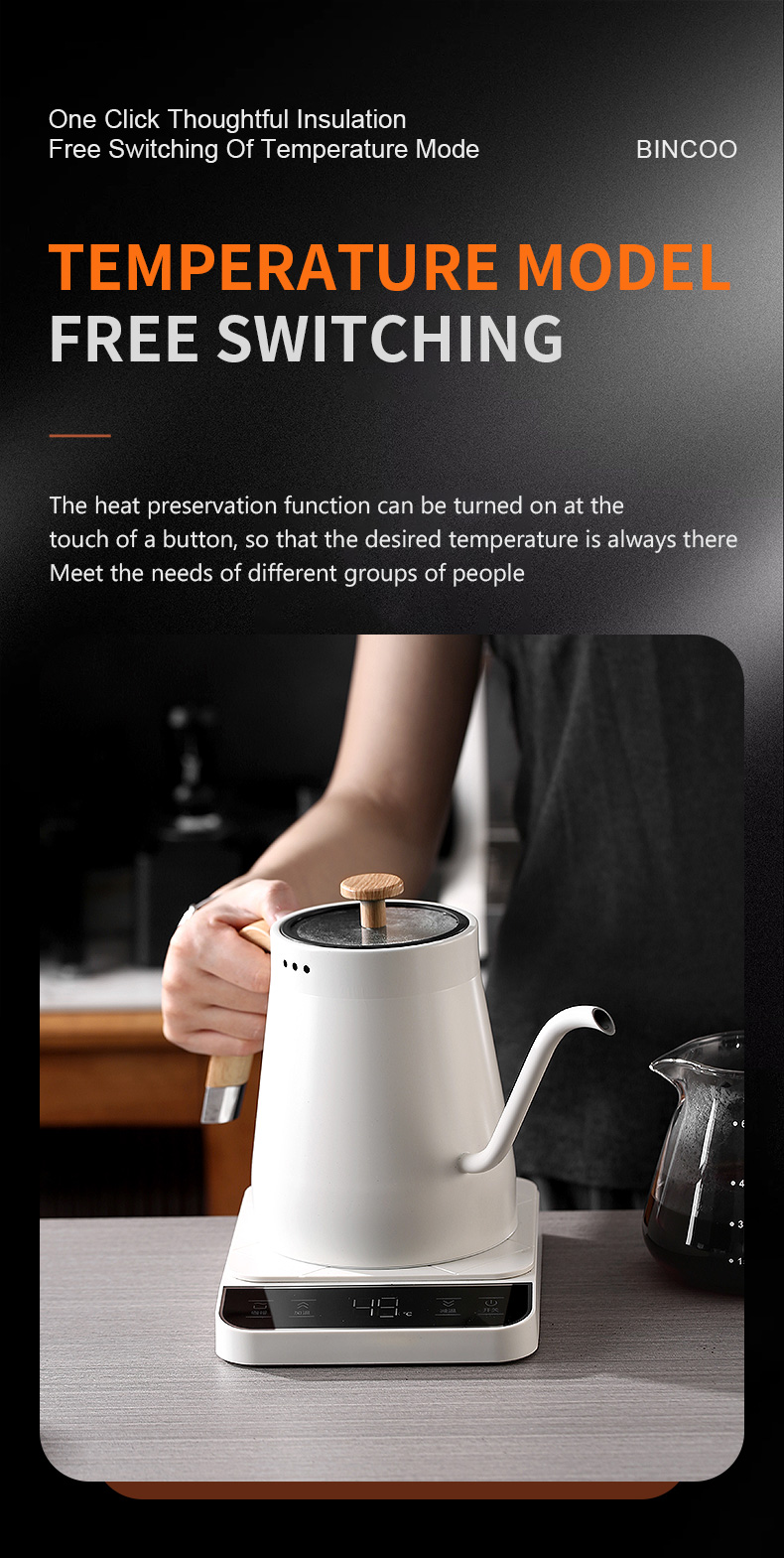 BINCOO Constant Temperature Hand Brewed Coffee Pot Electric Kettle ...