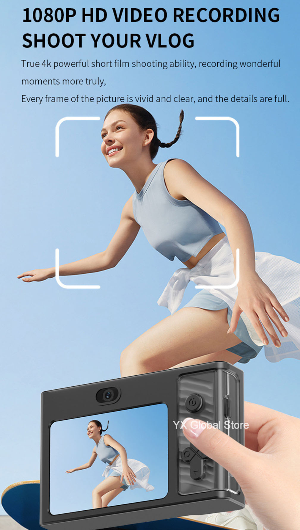 4K digi cam Beginner's camera with mirror 48MP HD Autofocus Camera ...