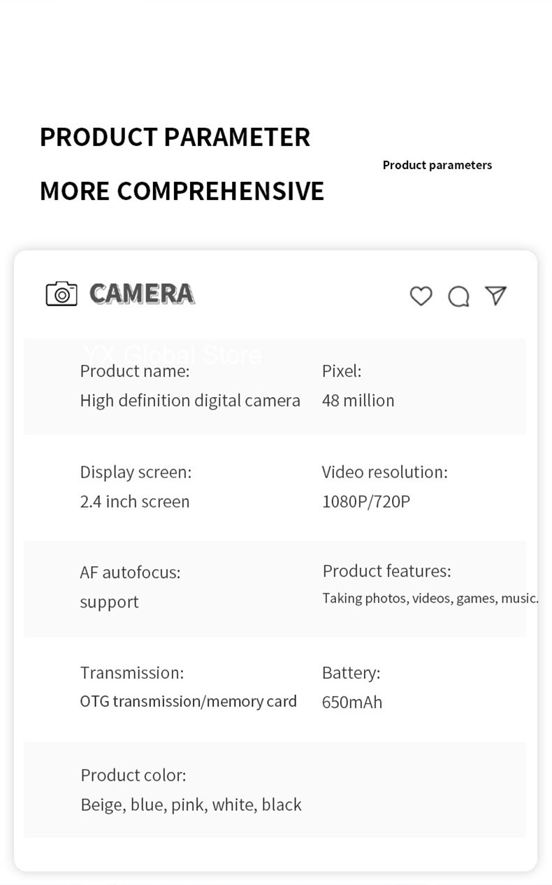 4K digi cam Beginner's camera with mirror 48MP HD Autofocus Camera ...