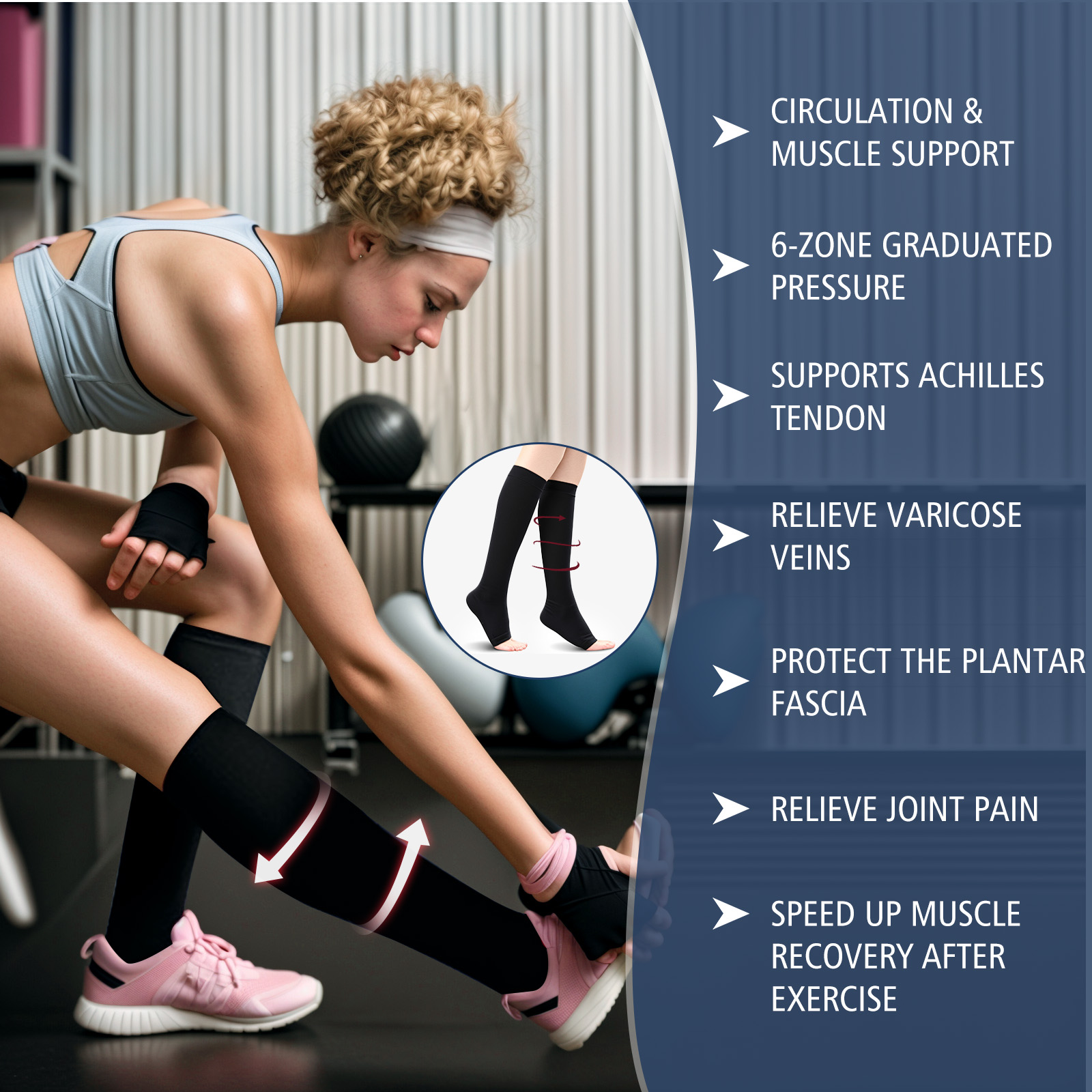 Cofoe Medical Compression Stockings Varicose Veins Socks Prevent Calf Pain Relief Pressure ...