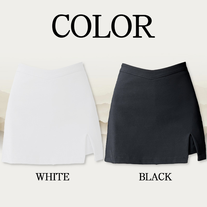 Black White Skirt Women Summer Casual High-Waisted Slit Skirt With ...