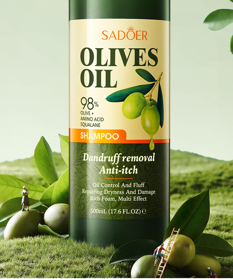 SADOER Original Olive Oil Anti Dandruff Shampoo 500ML Anti-itchin Men & Women Anti Hair Loss ...