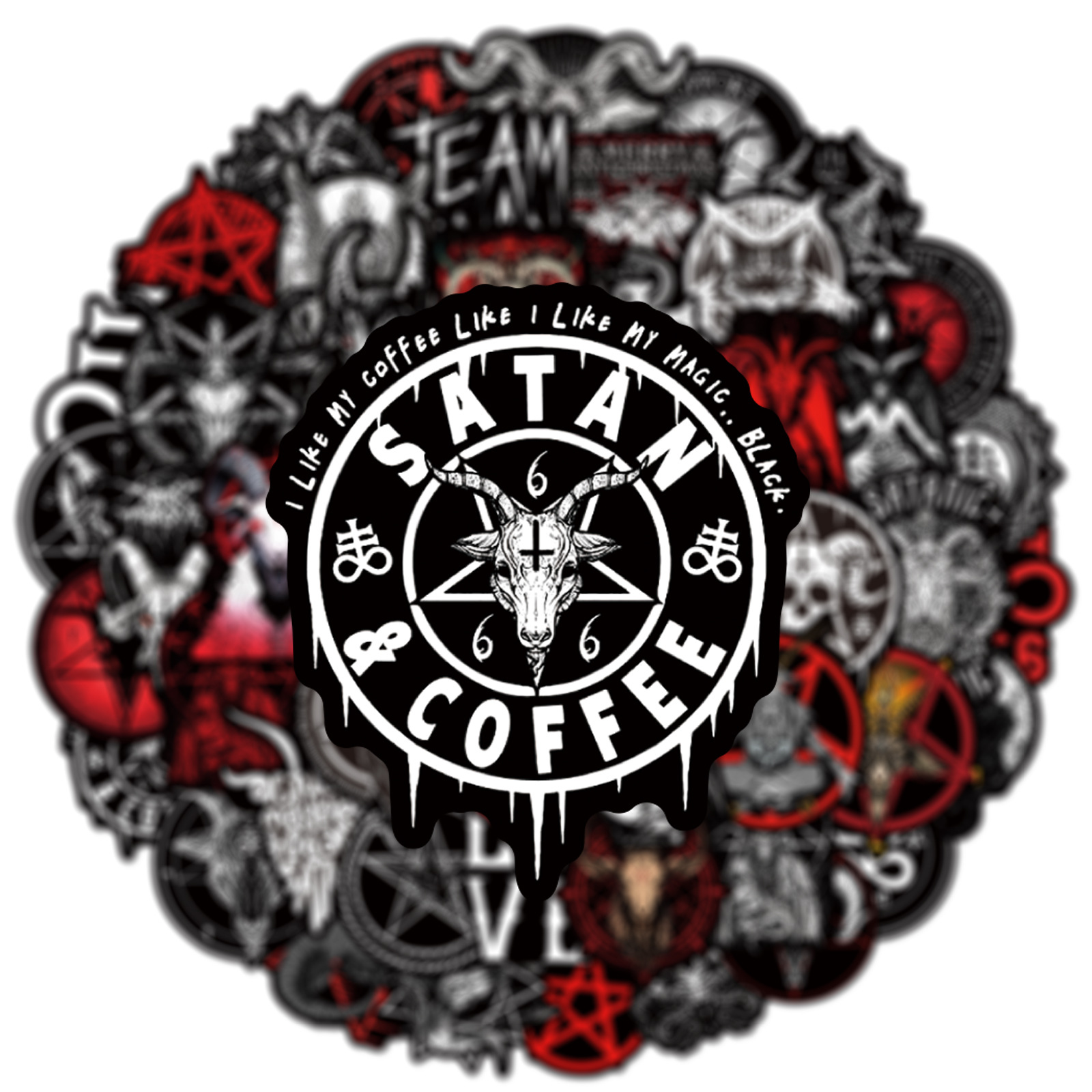 50Pcs Black Devil Satan Series Graffiti Stickers for Suitcases Mobile ...