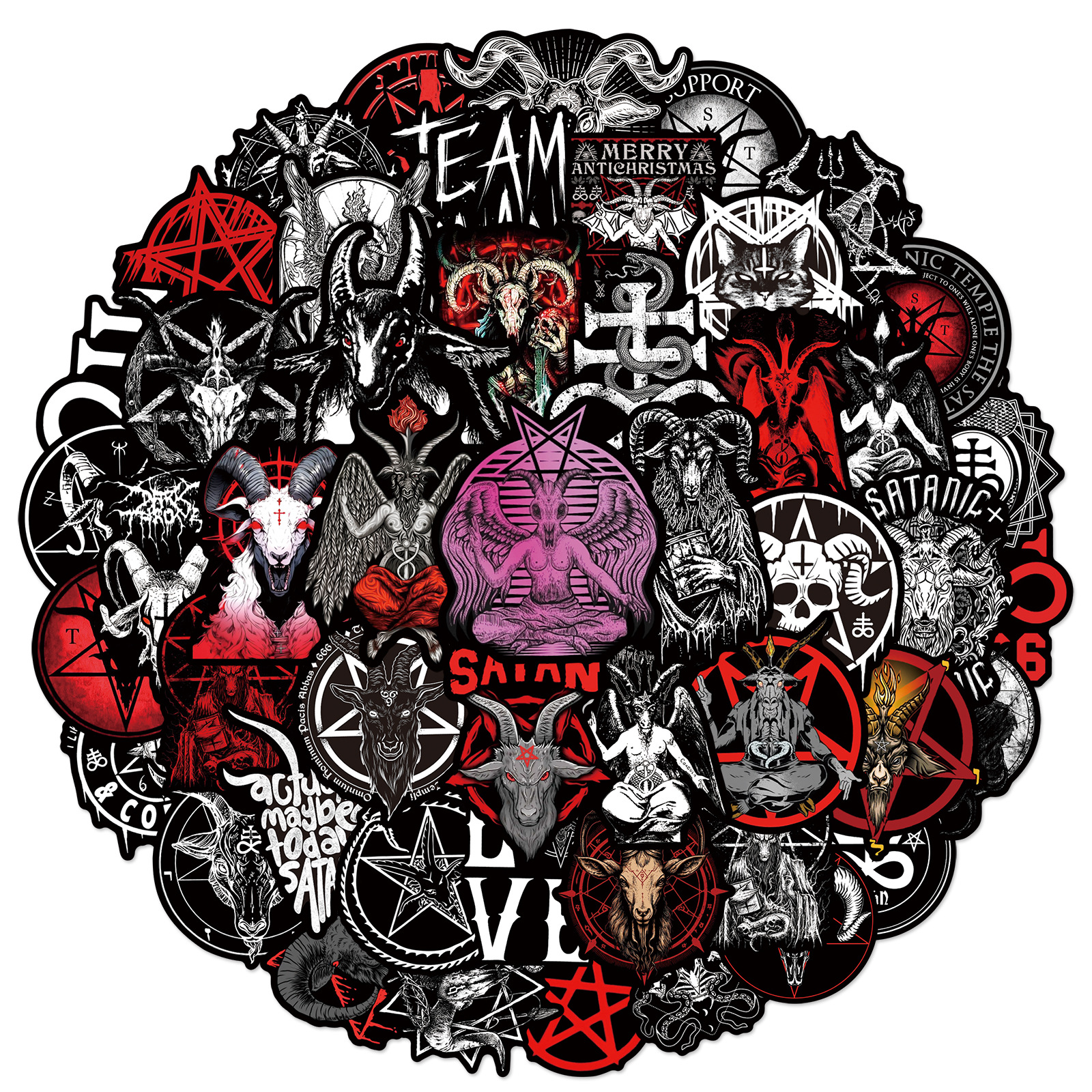 50Pcs Black Devil Satan Series Graffiti Stickers for Suitcases Mobile ...
