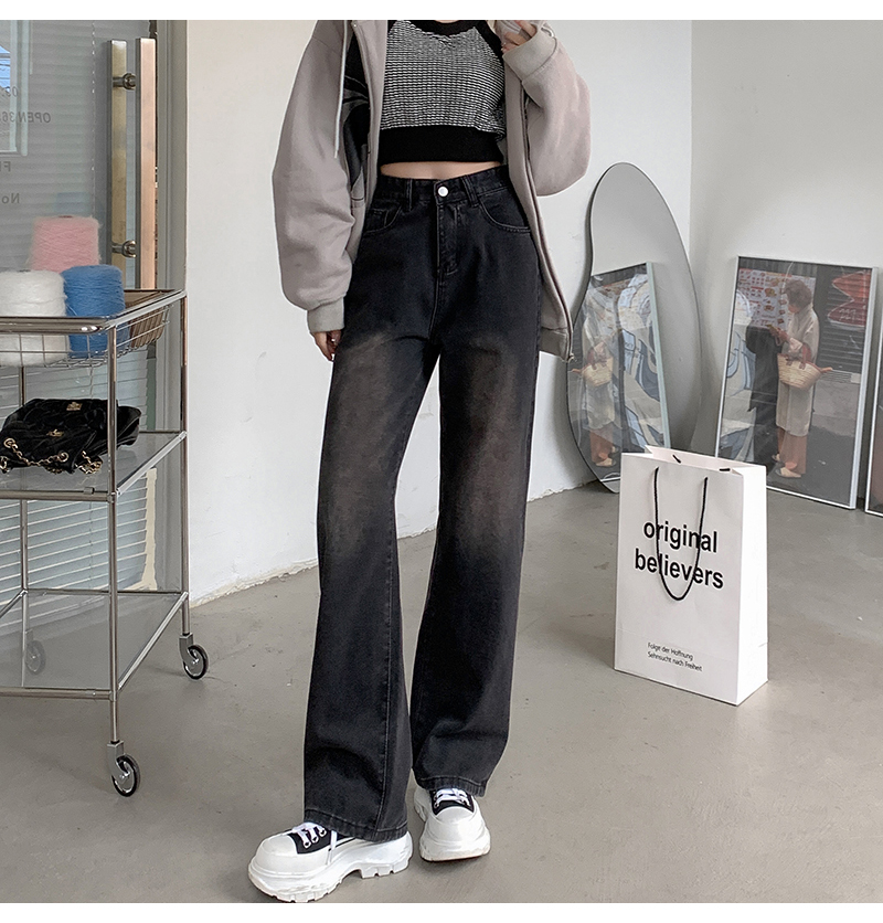 High Waist Wide Leg Jeans Women Korean Version New Style Slimmer Look ...
