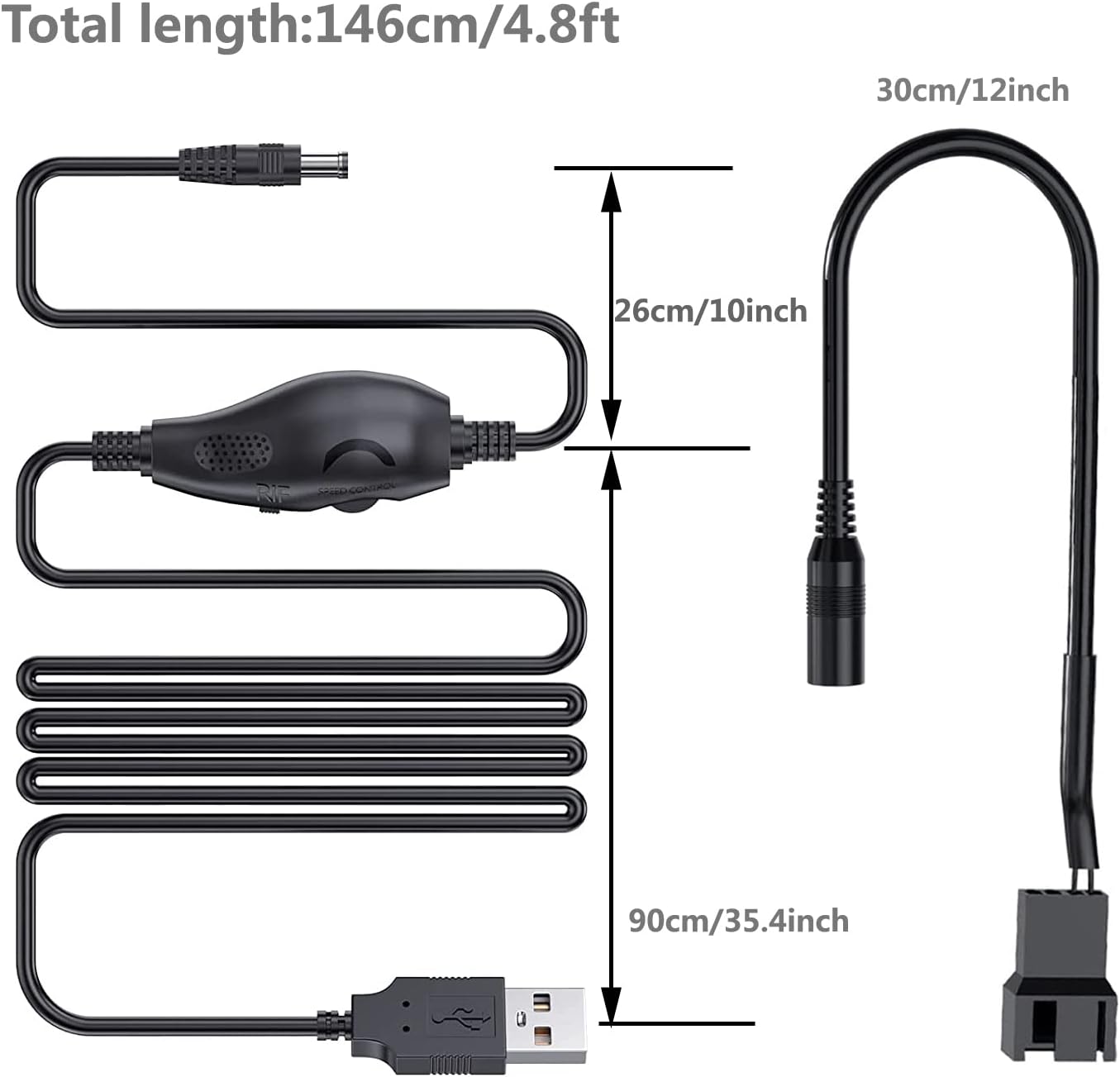 12V Fan Speed Controller, Fan Power Adapter,USB 5V Step UP Boost to DC ...