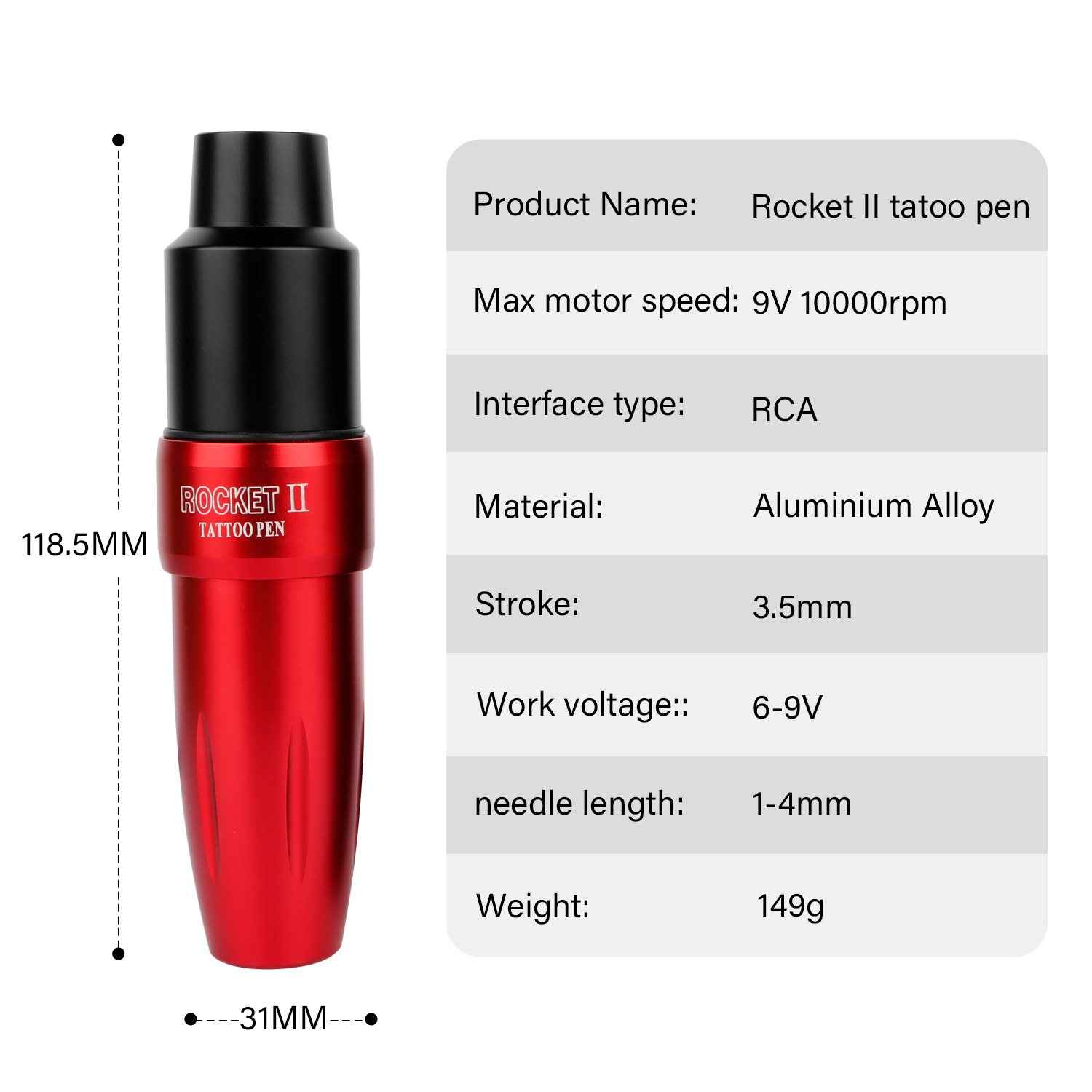 TOTOP Pen Type Tattoo Pen RCA Interface Rotary Machine ABEL ROCKET2 ...