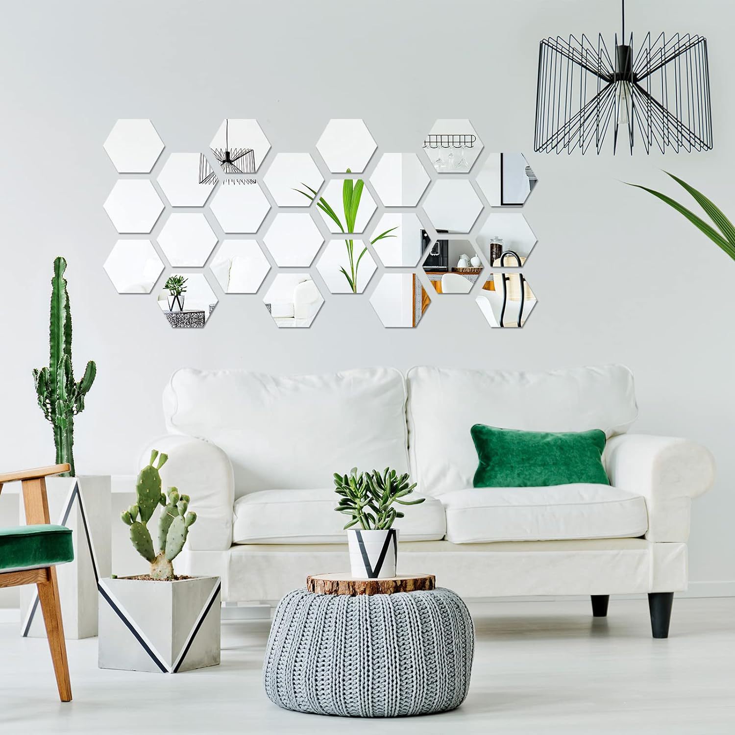 12pcs/1set 3D Mirror Wall Stickers Vinyl Sticker Removable Hexagonal ...