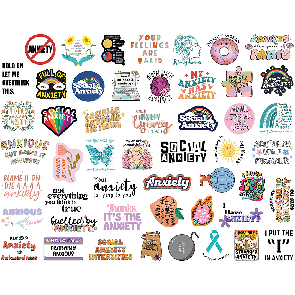[Large Sticker]50pcs Anxiety Sensory Stickers Cartoon Graffiti ...
