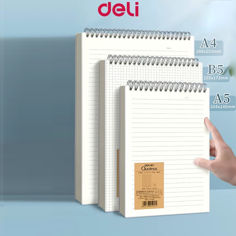 Deli Spiral Notebook A5 B5 A4 Spring Line Grid Flip Up Notebook 80 ...