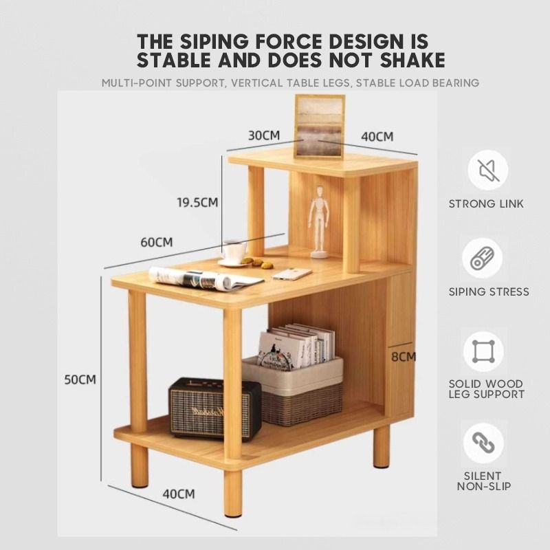3-Tier Side Table Sofa Modern Wood Bedside Cabinet Coffee table Living ...