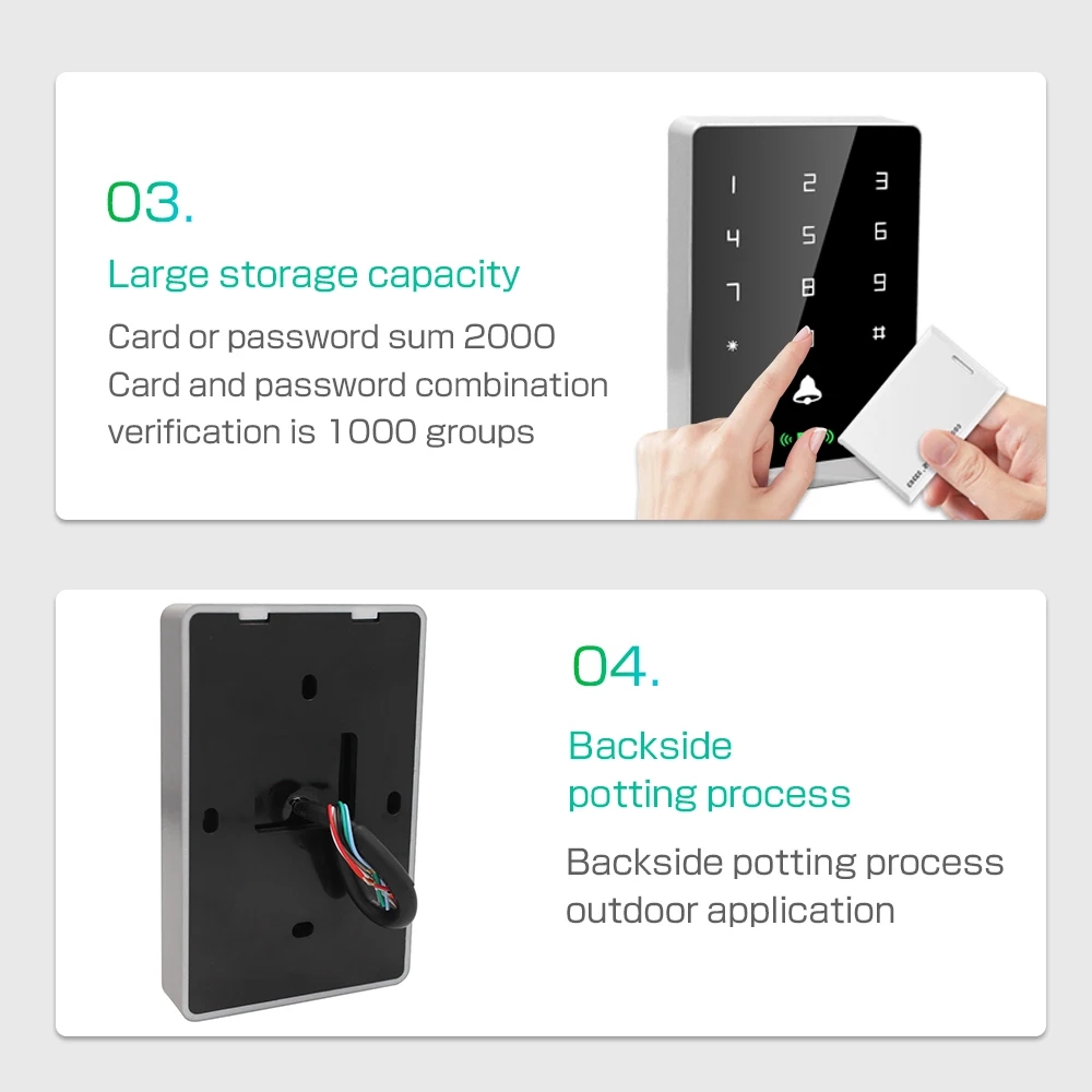 T2DC NFC RFID Card Reader Waterproof 125Khz+13.56Mhz Backlight Touch ...