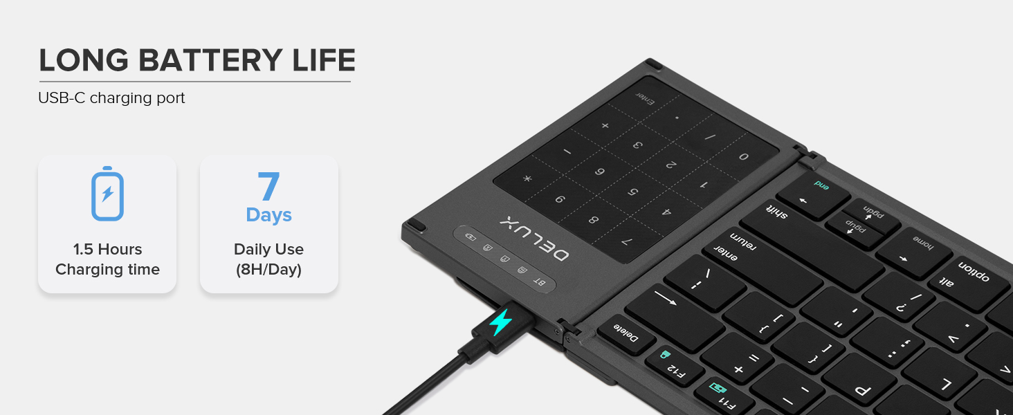 Delux Portable Bluetooth Folding Wireless Keyboard, Touchpad,Scissor ...