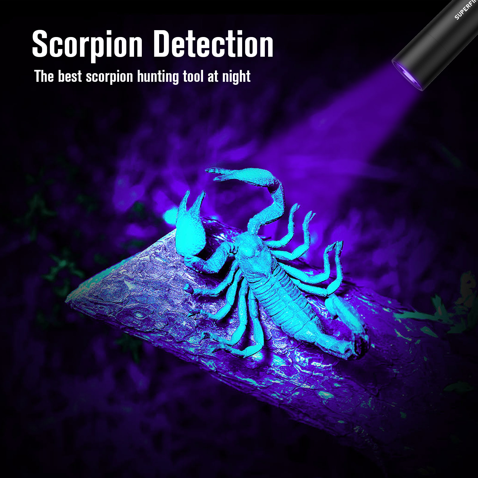 SUPERFIRE S11-H LED UV Flashlight USB Rechargeable Black Light 365nm ...