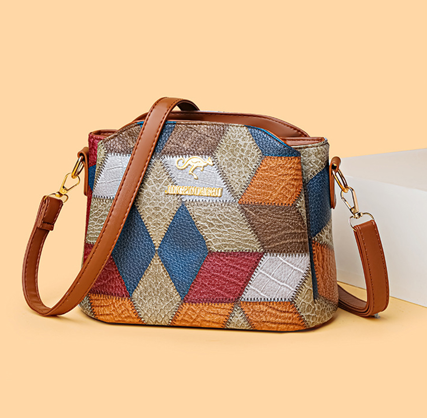 LouisWill Women’s Fashion Bohemian Style Splicing Contrast Design Three Layer Large Capacity Bag ...