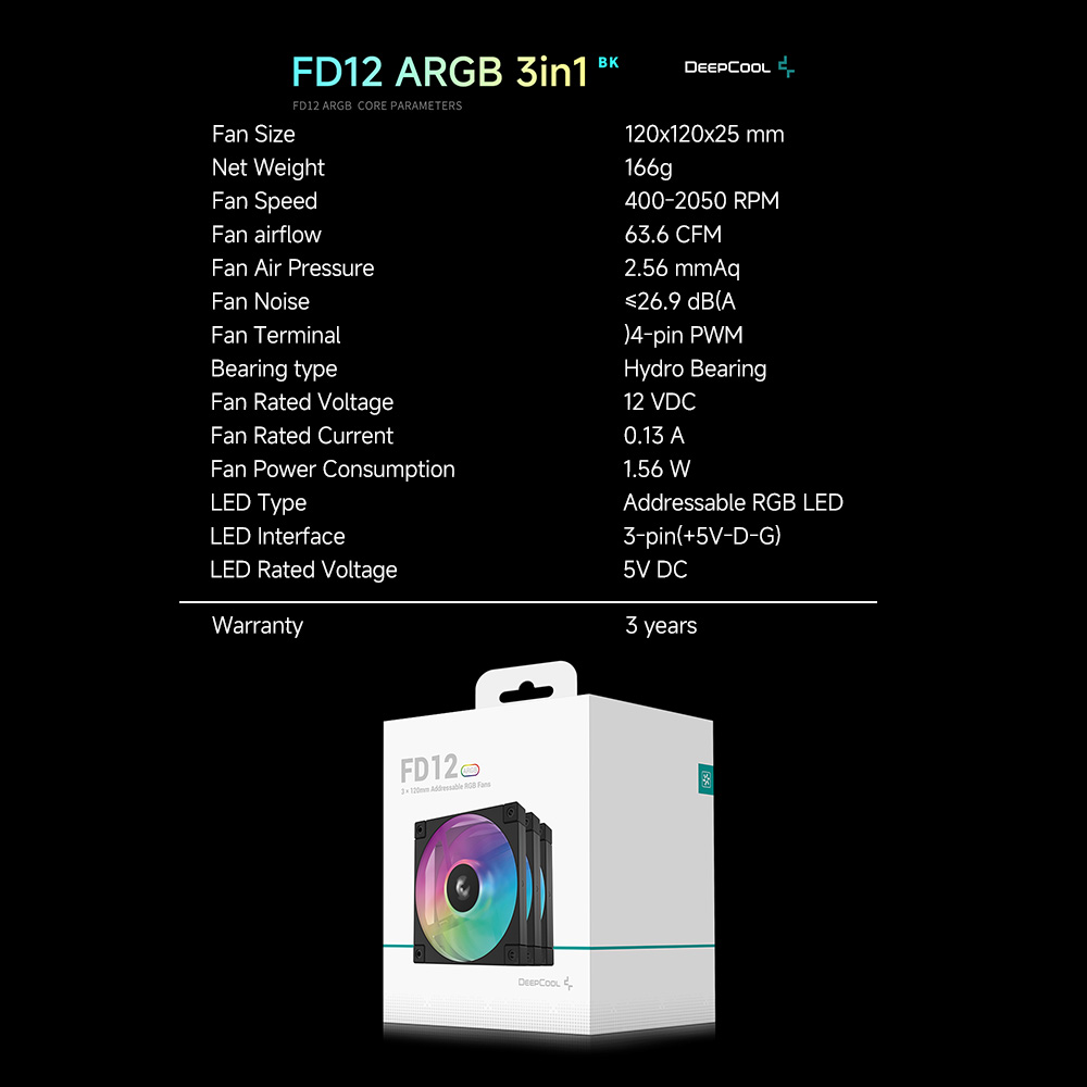 Deepcool FD12 FD14 ARGB CPU Fan 120mm 140mm Single / 3 IN 1 Daisy Chain ...