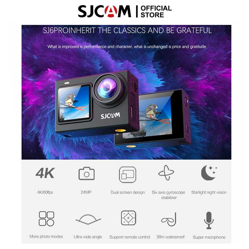 SJCAM SJ6 Pro Action Camera 4K 60fps/5K 30fps Dual Touch Screen Digital Camera 30M Waterproof ...