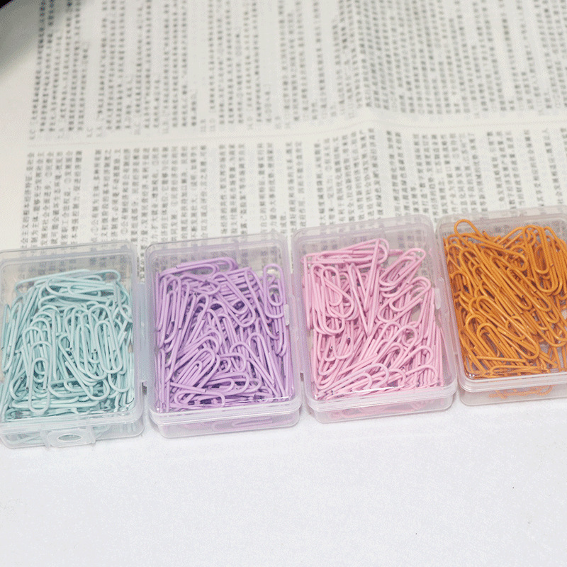 50pcs/box Macaron Color Paper Clips 28mm Metal Round Paper Clip School ...