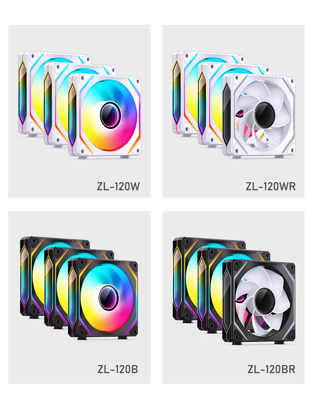 Jonsbo ZL-120 3in1 Case Fan ARGB 120mm CPU Cooling Fan 4PIN PWM ...