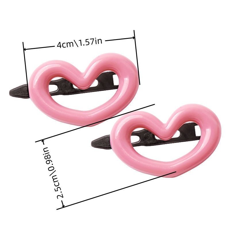 10 Cute Sweet Pink Love Hair Clips Female Simple All-Match Side Bangs ...