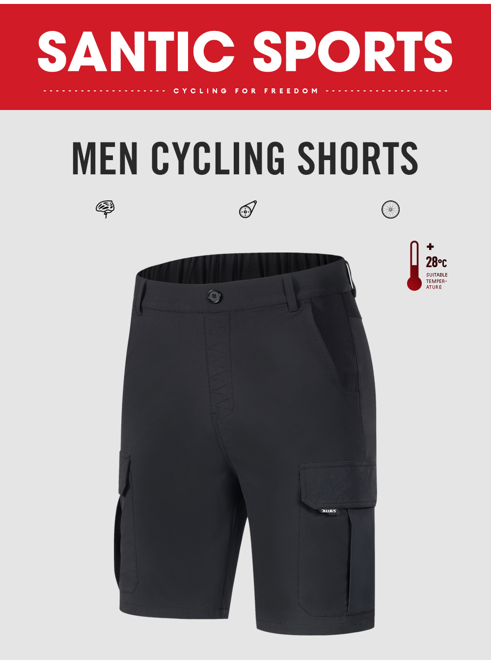 Santic Casual Cycling Shorts Removable Underwear with Padding Road Bike ...