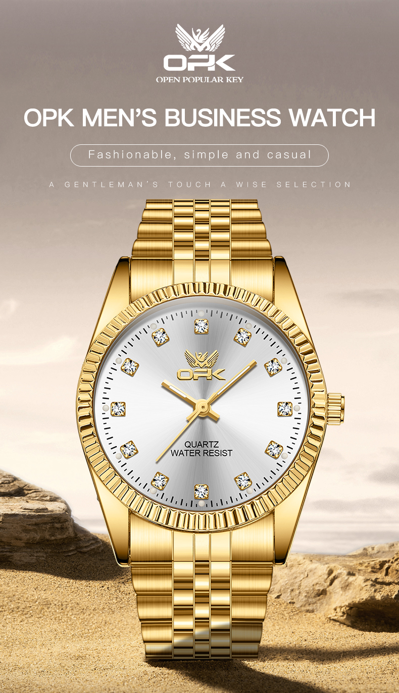 OPK Watch For Men Waterproof Original Stainless Steel Quartz Luminous ...