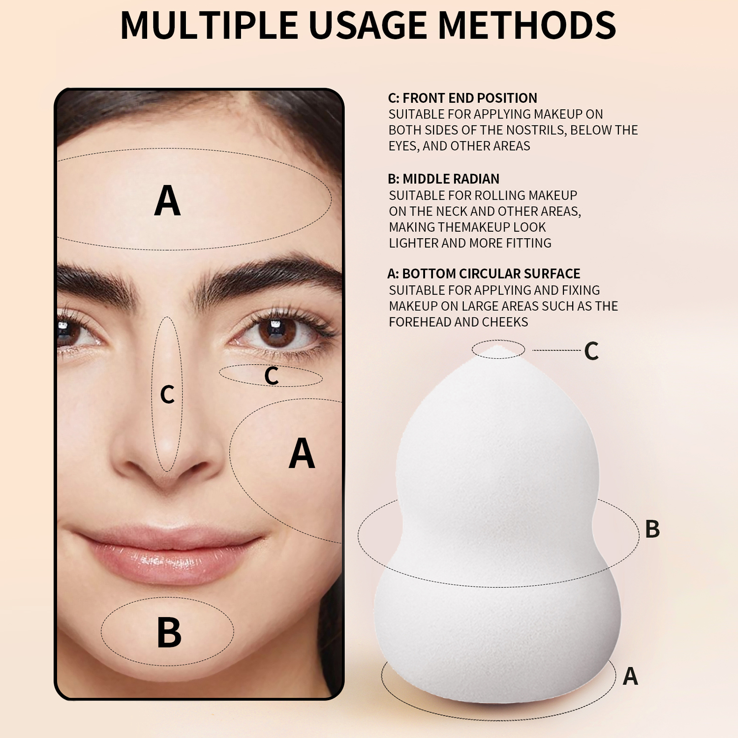 9-Piece Makeup Sponge Tool Set - 3 Fan-Shaped Powder Puffs, Wet And Dry ...