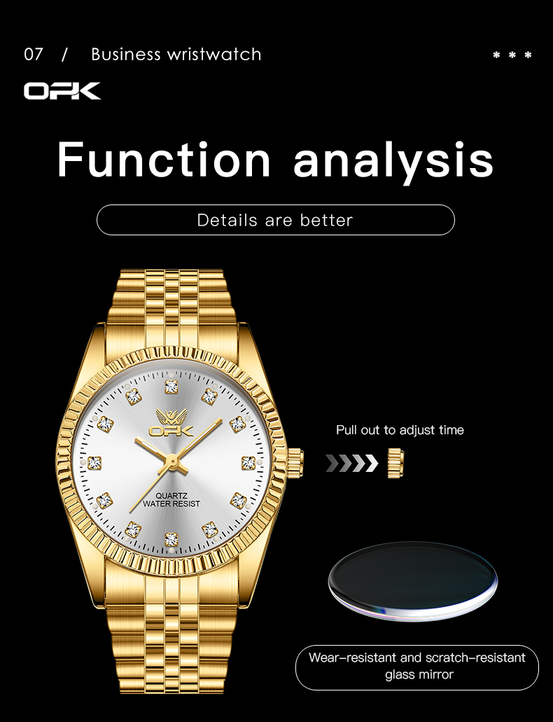 OPK Watch For Men Waterproof Original Stainless Steel Quartz Luminous ...