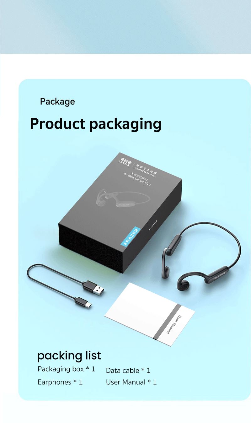 Lenovo ERAZER XF22 Wireless Earbuds Bone Conduction Bluetooth 5.4 ...