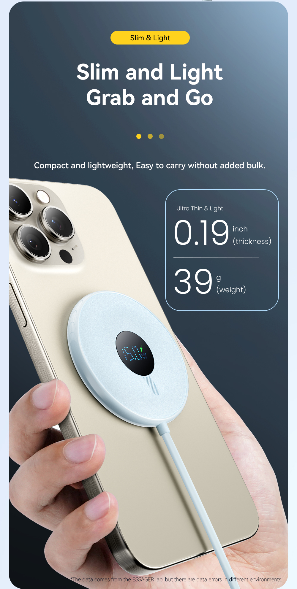 ESSAGER 15W digital display magnetic wireless fast charging charger 3 ...
