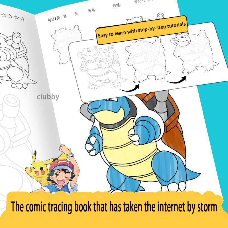 Pokémon coloring book Pikachu Sketchbook tracing book for beginners ...