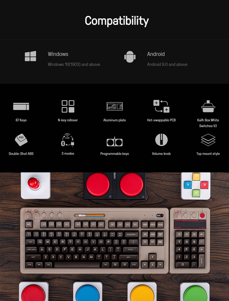 8BitDo Retro Mechanical Keyboard C64 Edition/M Edition/N Edition/Fami Edition Compatible with ...