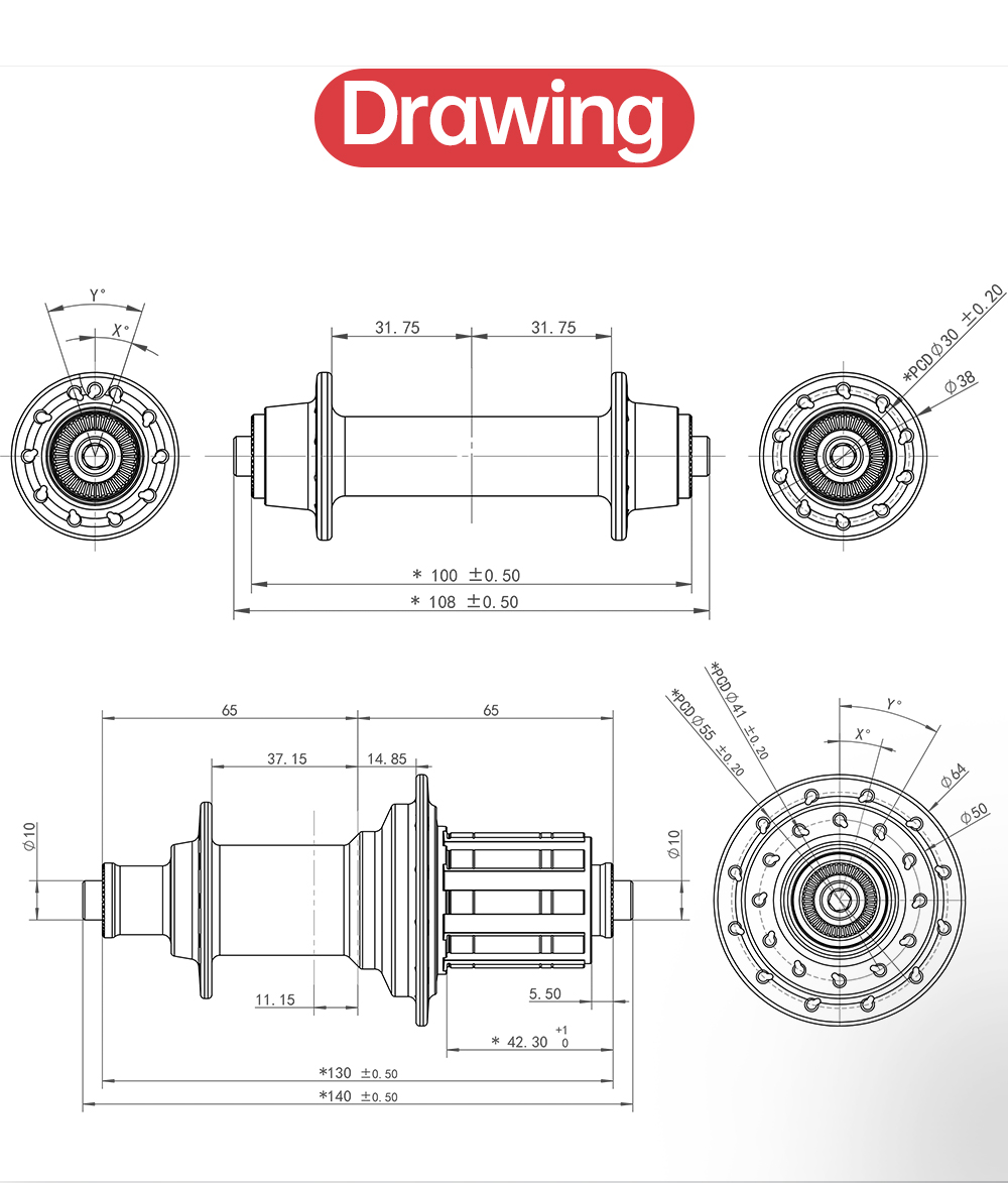 ARC Ultralight 280g Road Bike Hub 4 Pawls 48 Clicks Cycling Hub 24 Hole ...