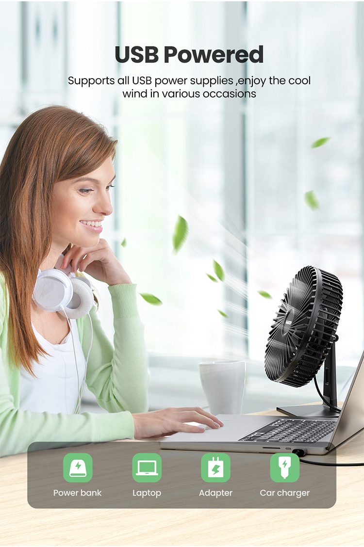 GAIATOP USB desktop electric fan with super strong wind power, small ...