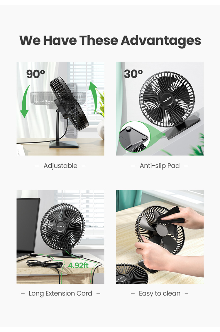 GAIATOP USB desktop electric fan with super strong wind power, small ...
