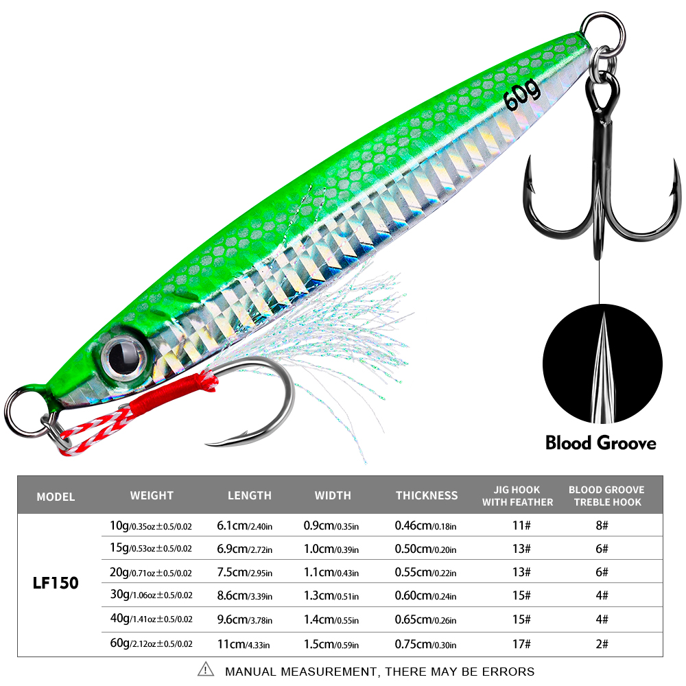 PROBEROS New Fishing Lure 10g/15g/20g/30g/40g Jigging Hook Fishing Spinner Bait Laser Metal Jig ...