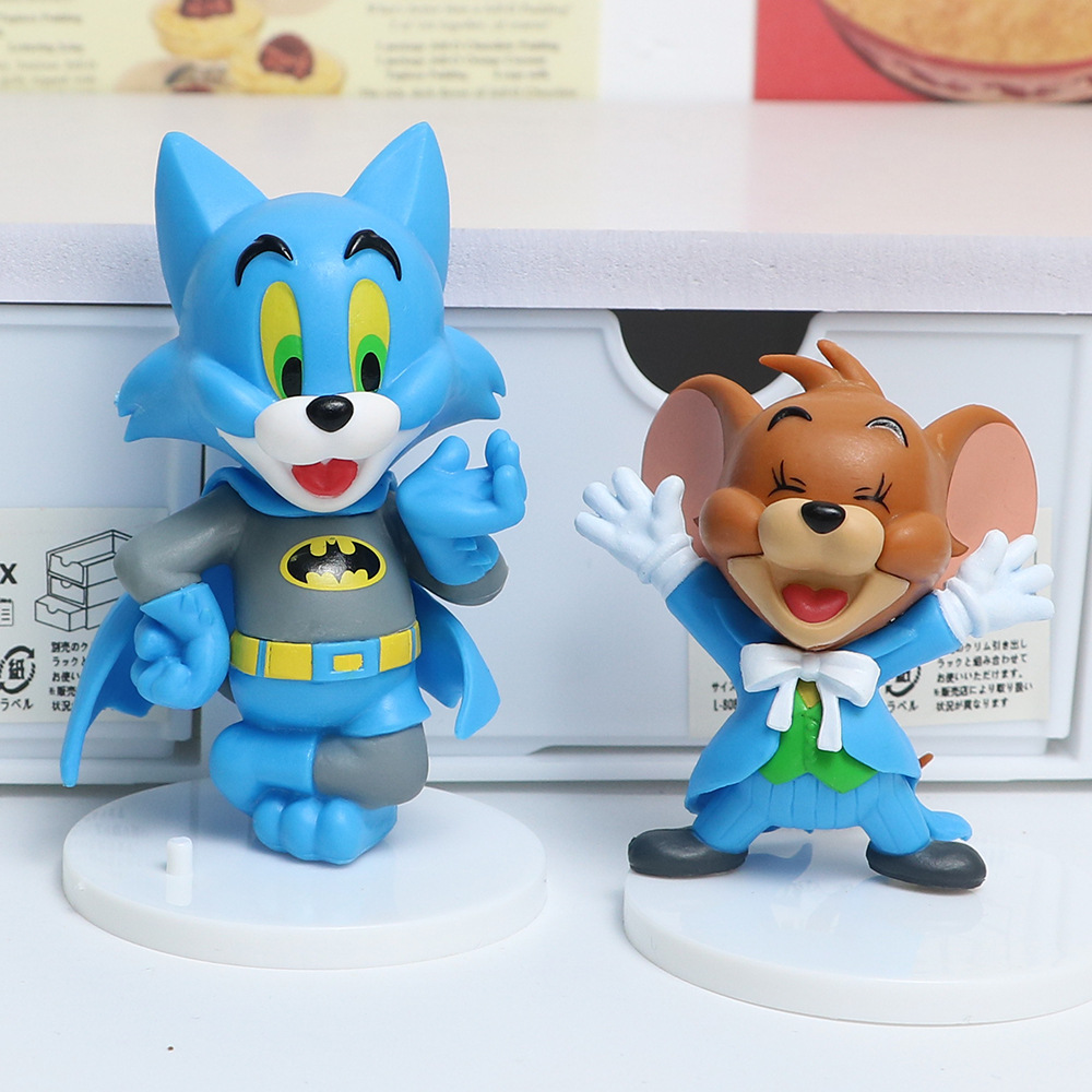 6Pcs/Set Tom & Jerry Figures Cos Batman Superman Model Doll Toy Cartoon ...