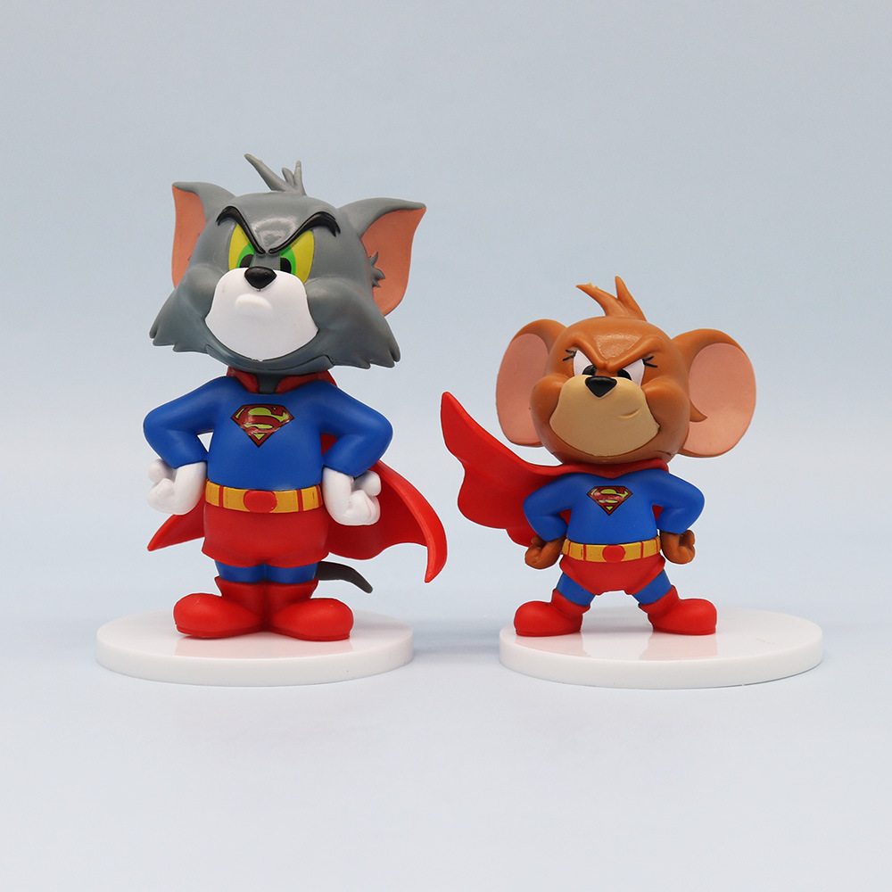 6Pcs/Set Tom & Jerry Figures Cos Batman Superman Model Doll Toy Cartoon ...