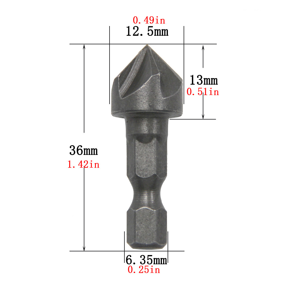 2PCS 1/2 Hexagonal Handle Five Blade Chamfering Tool 12.5mm Chamfering ...