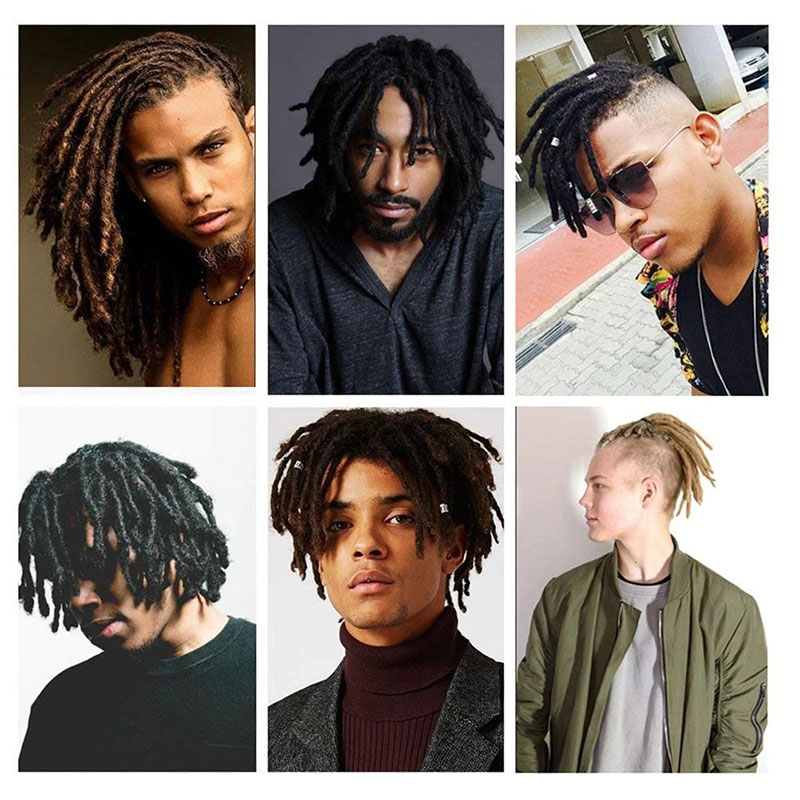 10 Strands/pack Men's Handmade Dreadlock Crochet Hair Extension 20cm ...