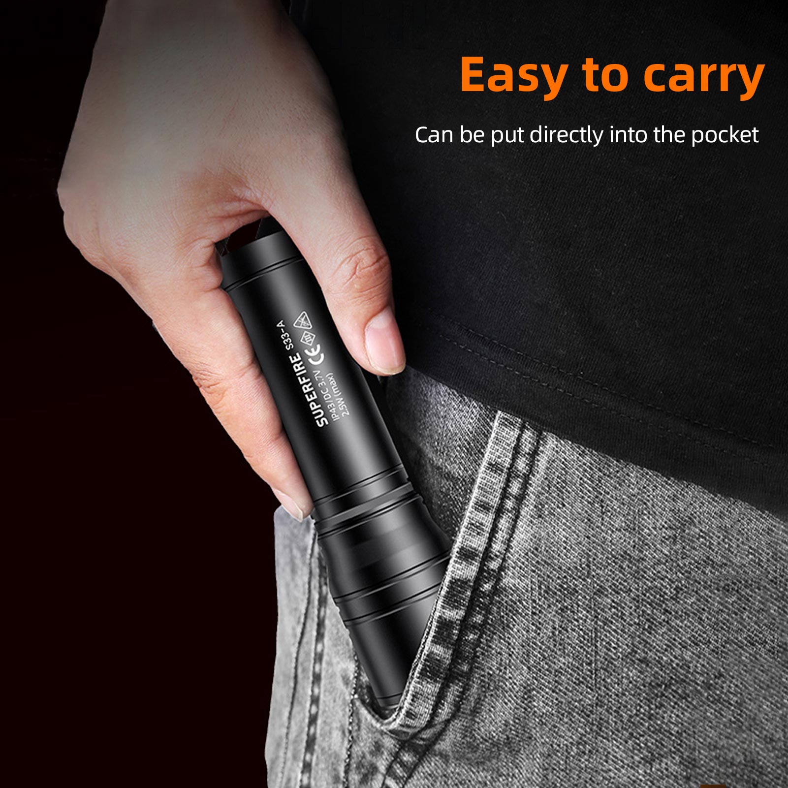 SUPERFIRE S33-A Mini Super Flashlight LED Bright Camping Light Waterproof Built-in Battery ...