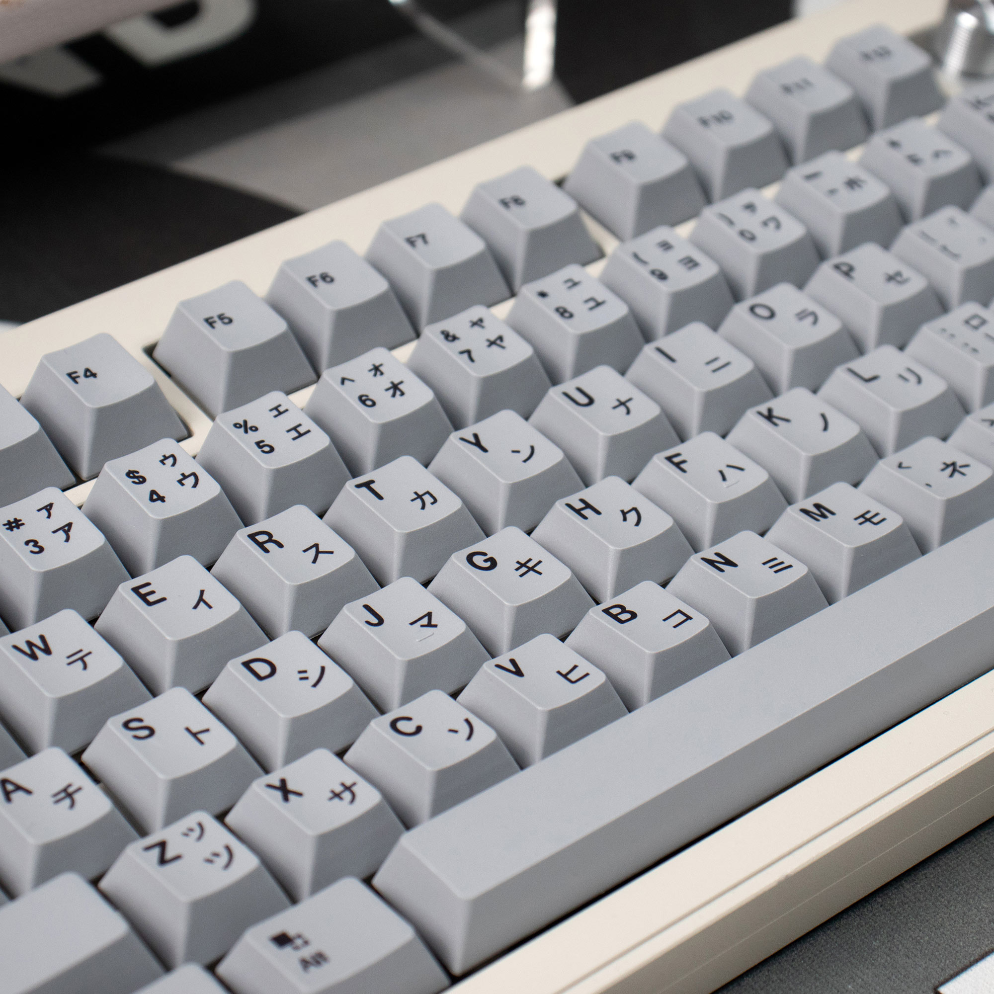 BOW White / Gray keycap Minimalist Japanese PBT cherry profile for MX ...