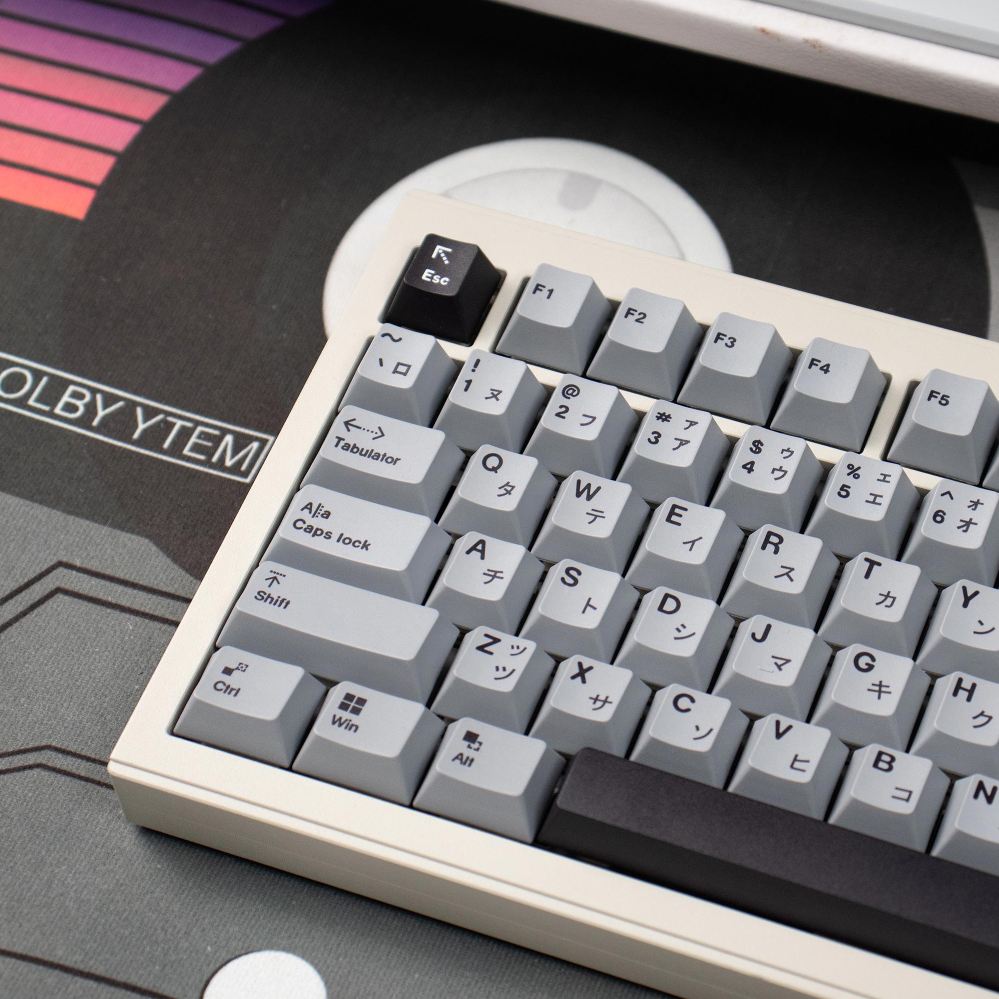 BOW White / Gray keycap Minimalist Japanese PBT cherry profile for MX ...