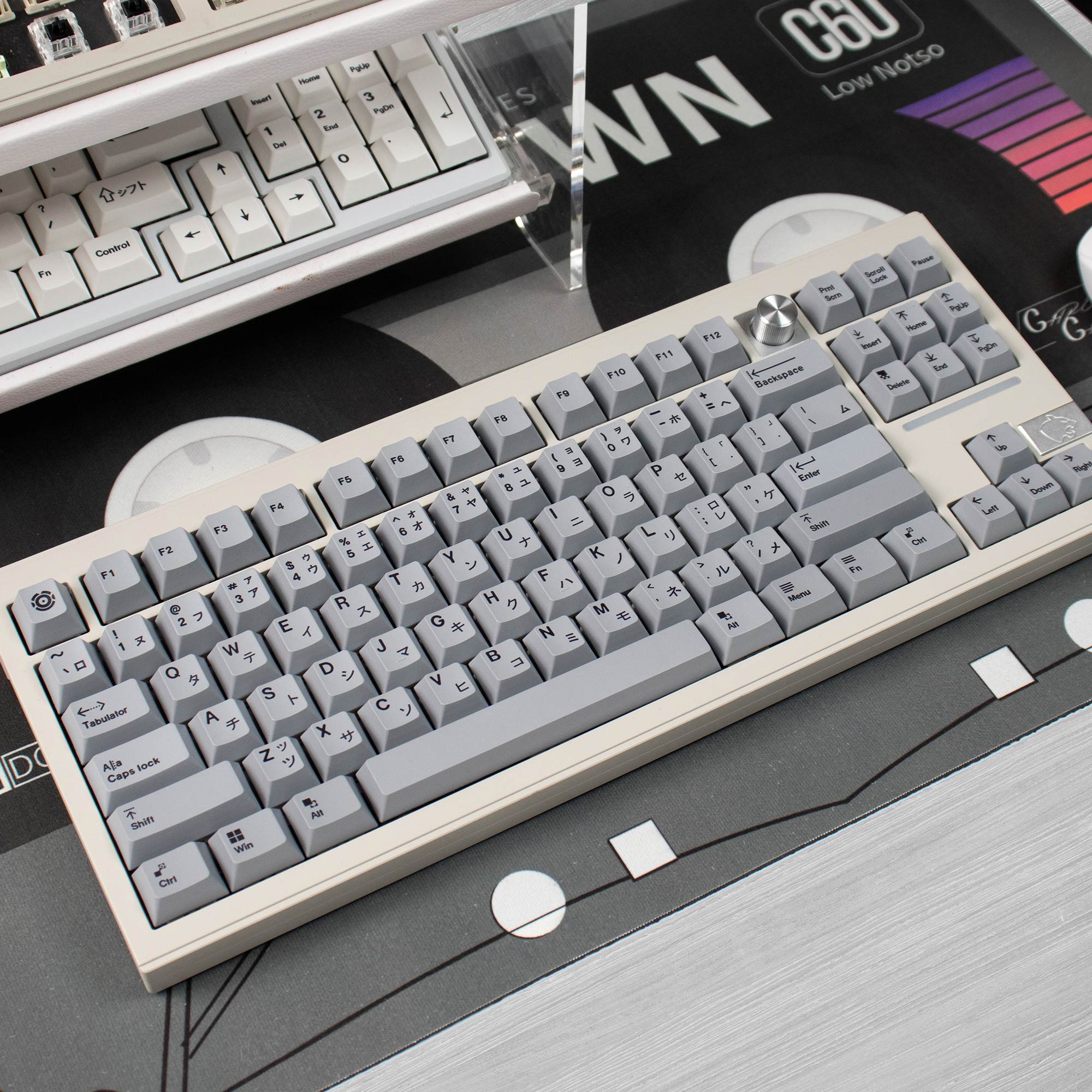 BOW White / Gray keycap Minimalist Japanese PBT cherry profile for MX ...